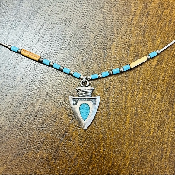 Jewelry | Vintage Gs 925 Liquid Silver Native Turquoise Inlay Arrowhead ...